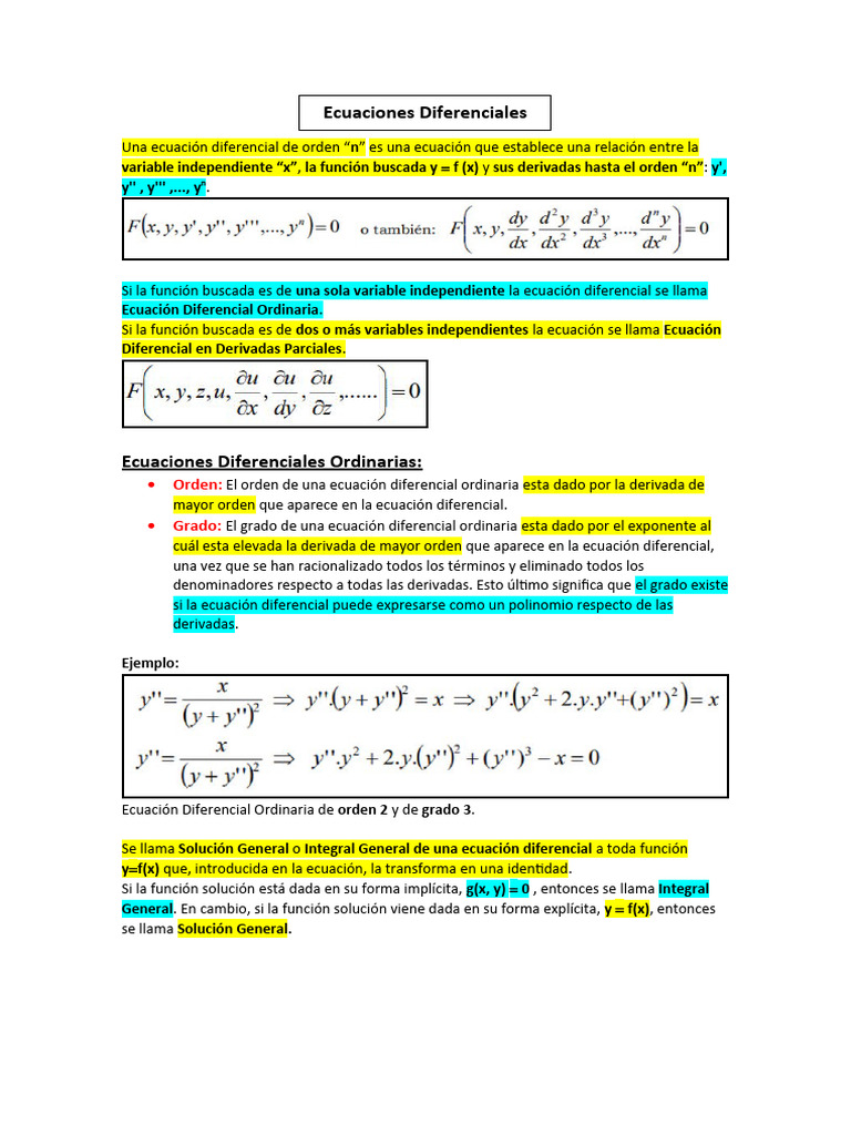 6 - Ecuaciones Diferenciales de Primer Orden | PDF | Ecuaciones ...