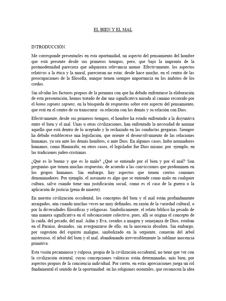 El Bien y El Mal | PDF | Pecado | Moralidad