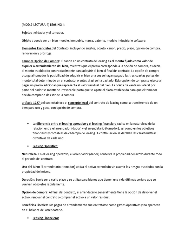 Mod 2 Lect 4 Leasing II | PDF | Economias