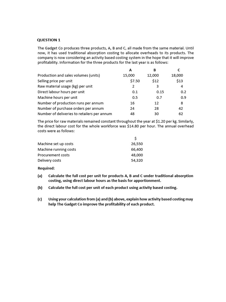 MI-ABC-Further Practice Questions | PDF | Business | Business Economics