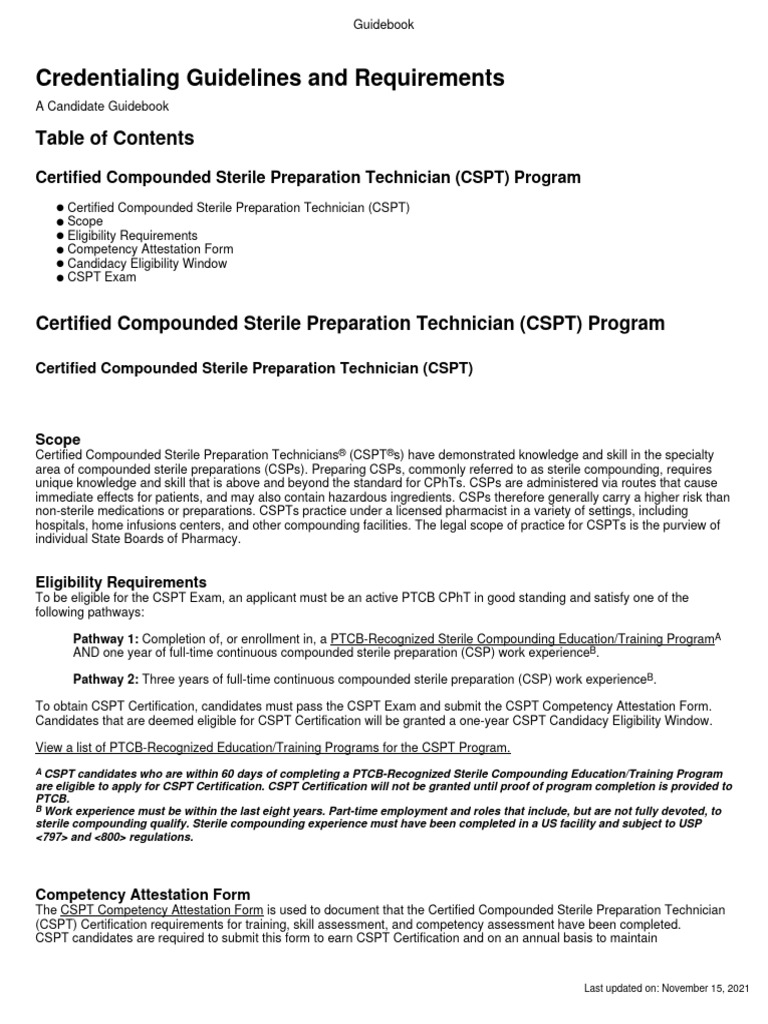 Certified Compounded Sterile Preparation Technician CSPT Program | PDF | Pharmacist | Health Care