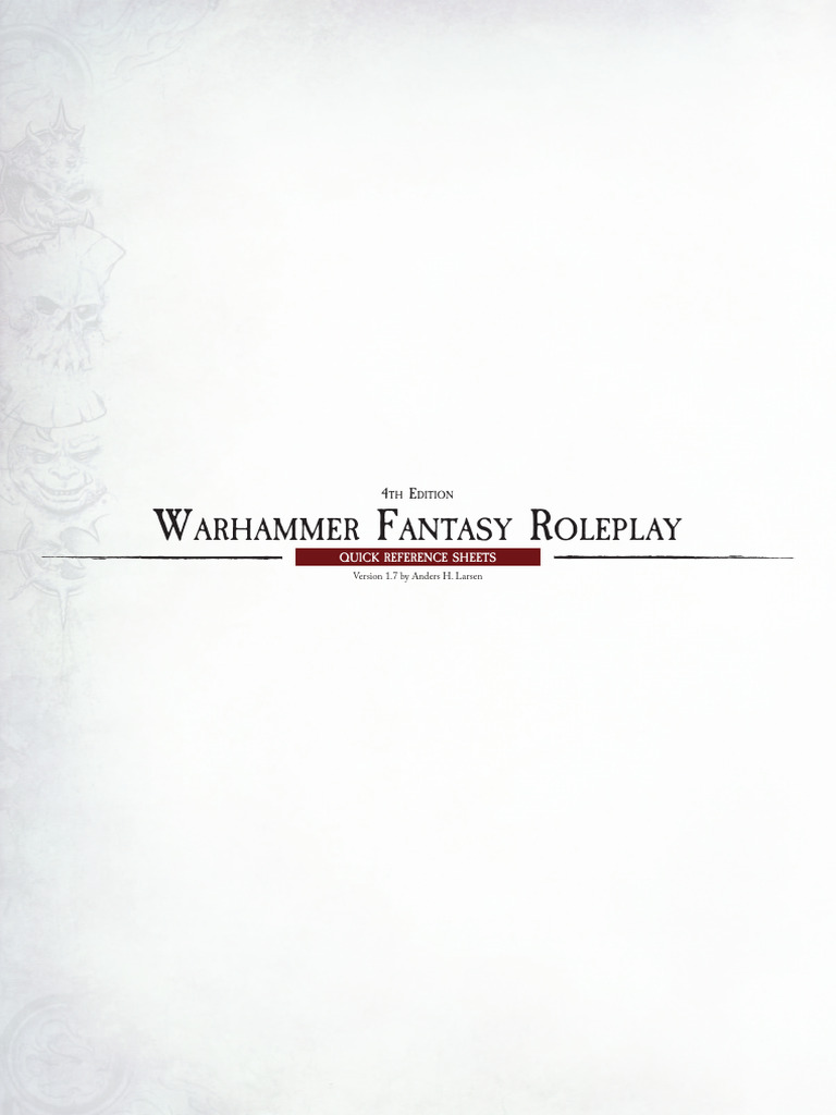 WFRP 4E Combat Quick Reference Guide | PDF | Wound | Bleeding
