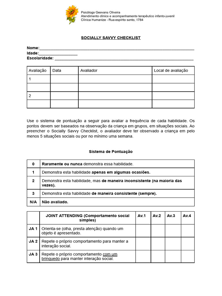 Socially Savvy Checklist | PDF | Emoções | Empatia