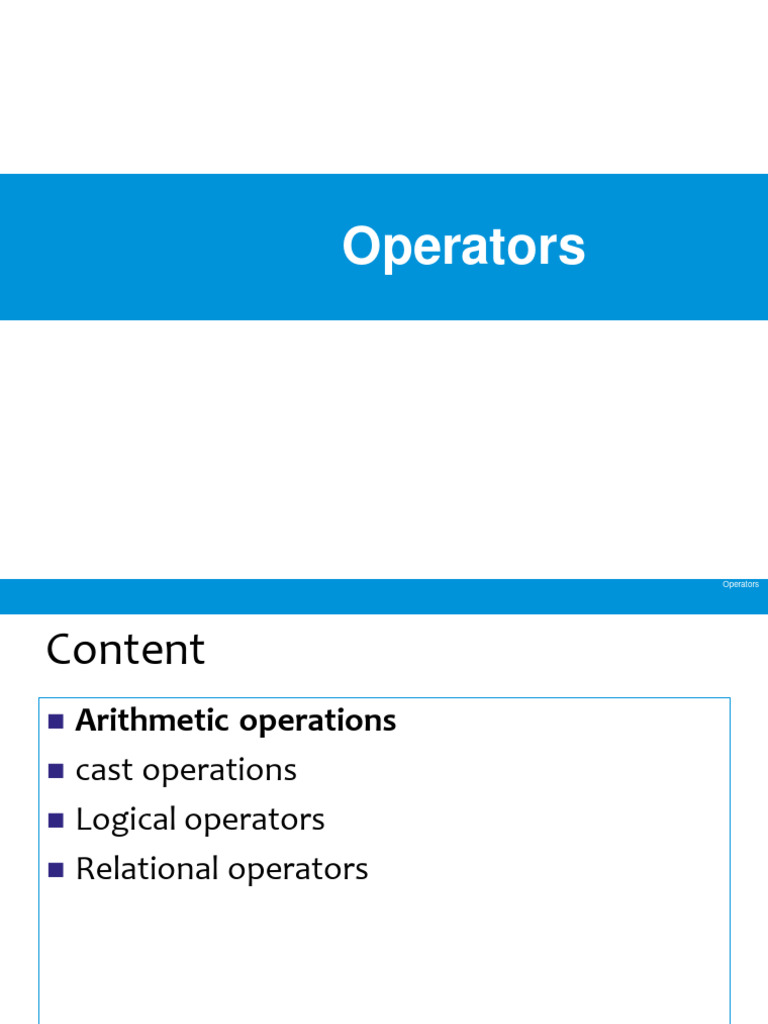 SPe22-05 Operators | PDF | Integer (Computer Science) | Computer Science SPe22-05 Operators | PDF | Integer (Computer Science) | Computer Science