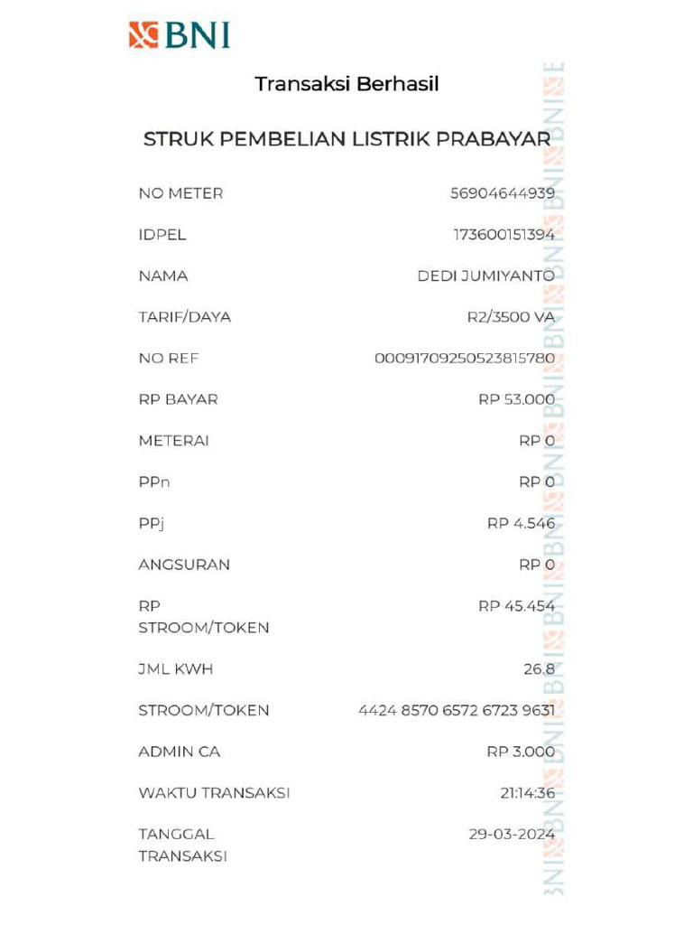 8 Bukti Pembayaran Rekening Listrik | PDF