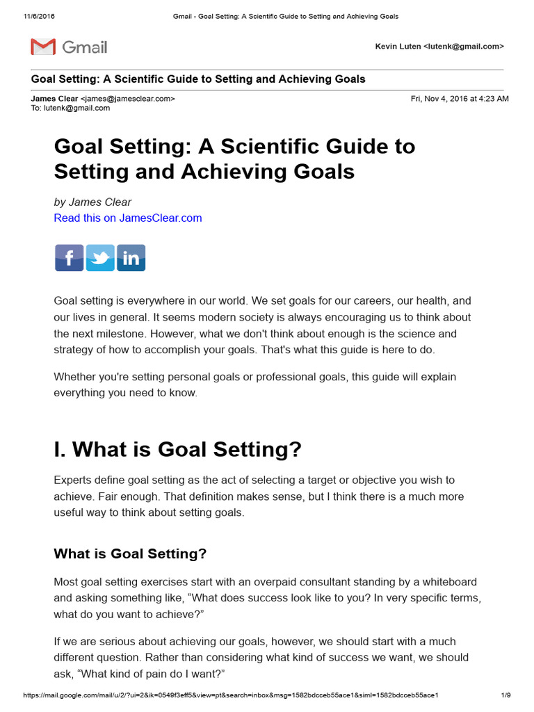 Clear Goal Setting Summary | PDF | Goal Setting | Goal
