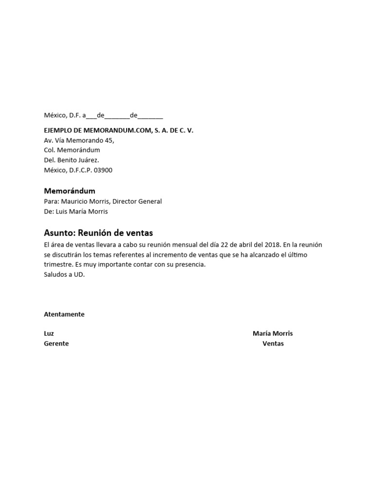 Ejemplo de memorándum Simple | PDF | México
