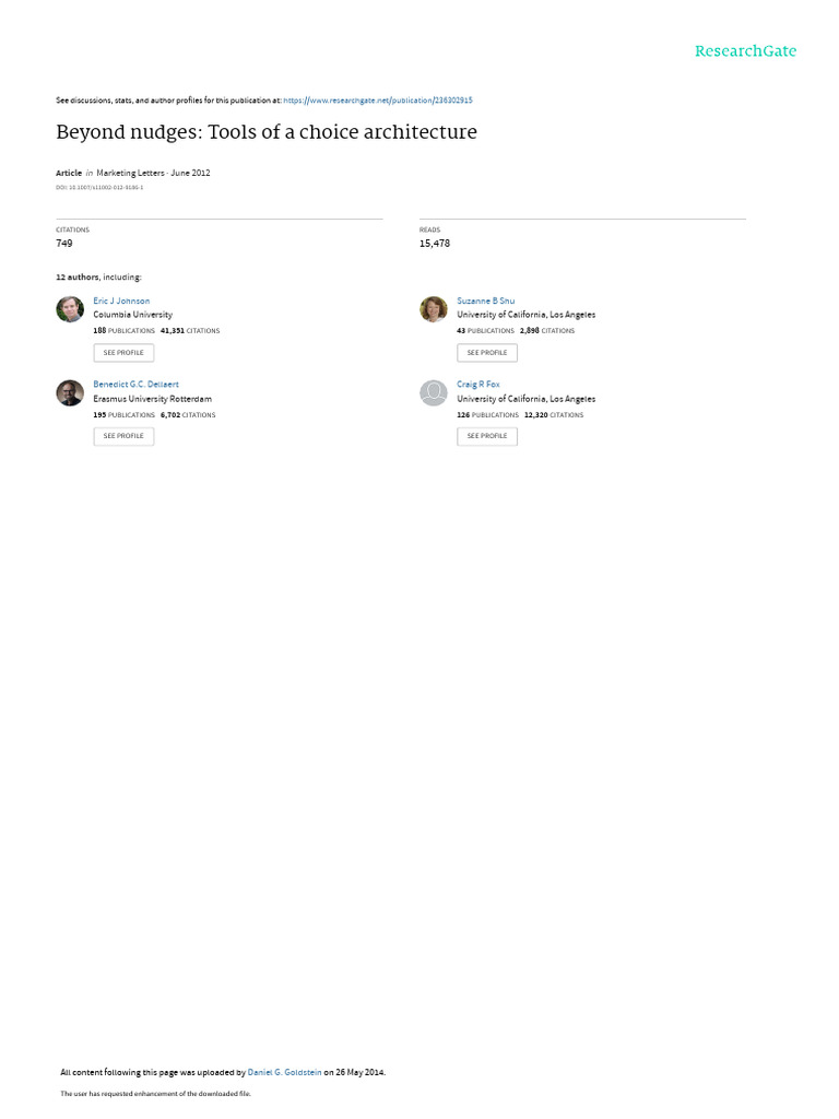 Beyond Nudges - Tools of Choice Architecture | PDF | Choice | Decision ...