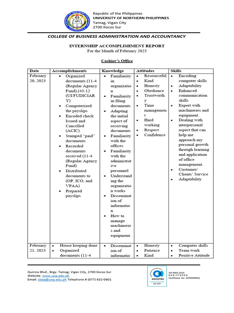 Accomplishment Report Template 1 | PDF | Communication | Iso 9000
