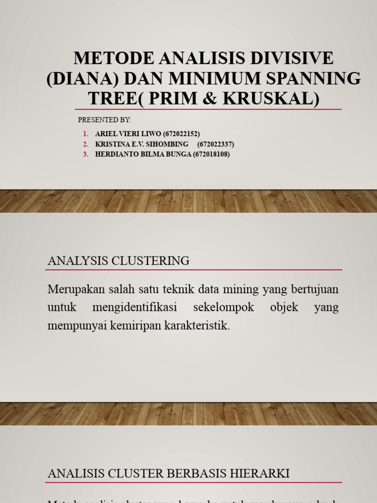 Kelompok6 - Metode Analisis Divisive Dan MST (Kruskal Dan Prim) | PDF