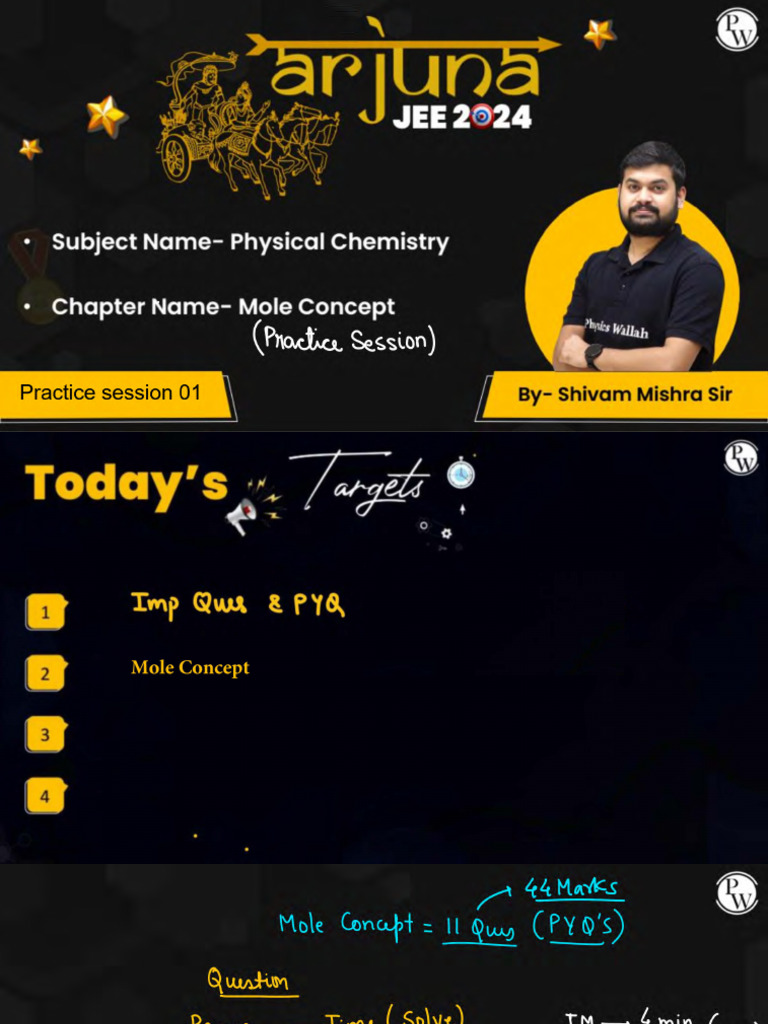 Practice Session 01 - Class Notes - Arjuna JEE 2024 | PDF