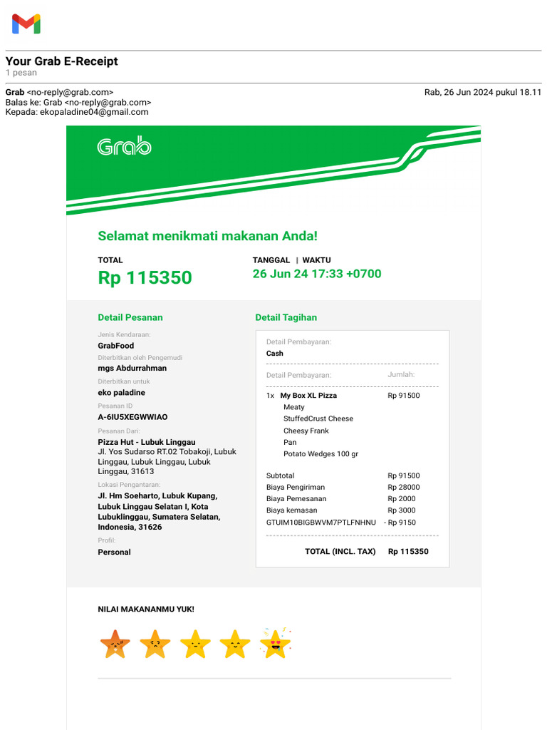 Gmail - Your Grab E-Receipt | PDF