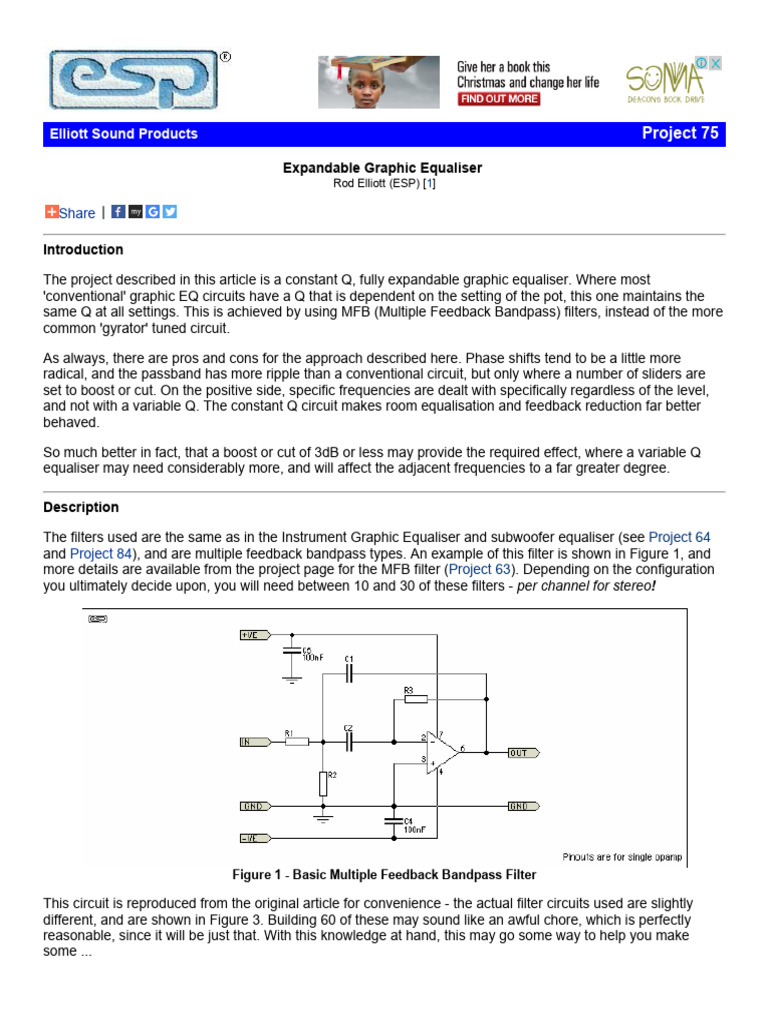 Project 75 ESP - Expandable Graphic Equaliser | PDF | Equalization (Audio) | Operational Amplifier