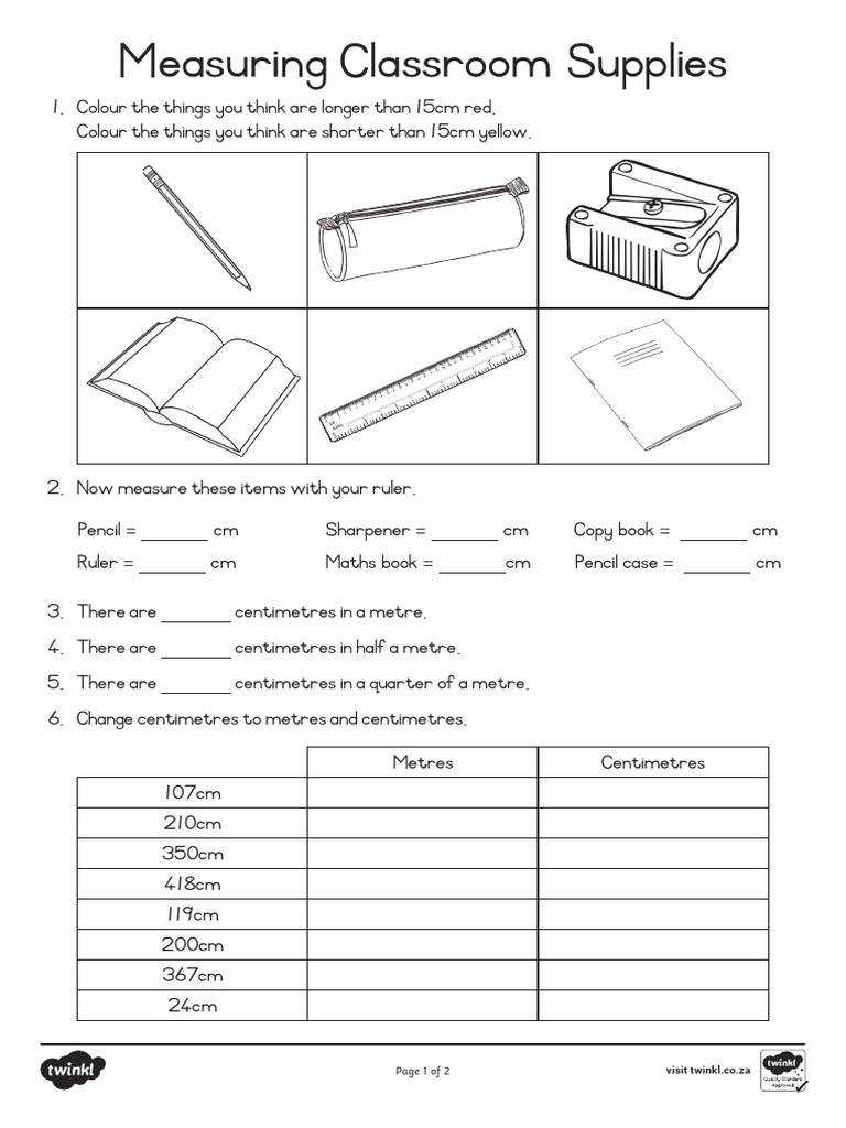 Measuring Classroom Supplies For Kids | PDF | Length | Metrology