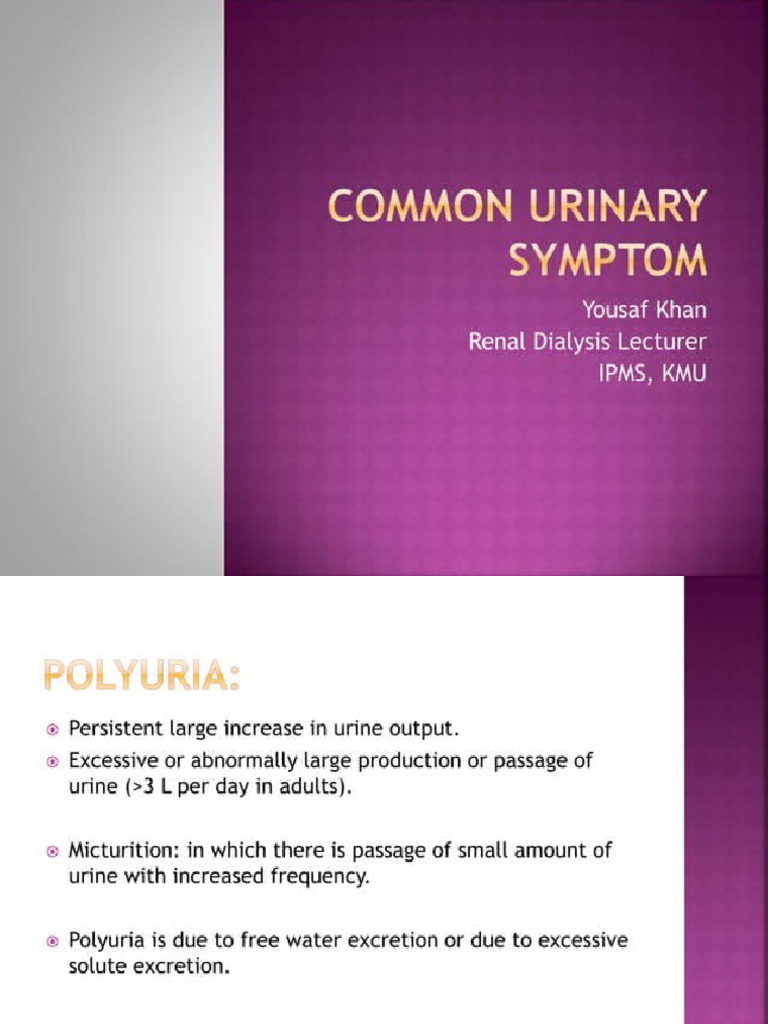 Sign and Symptoms of Urinary System | PDF