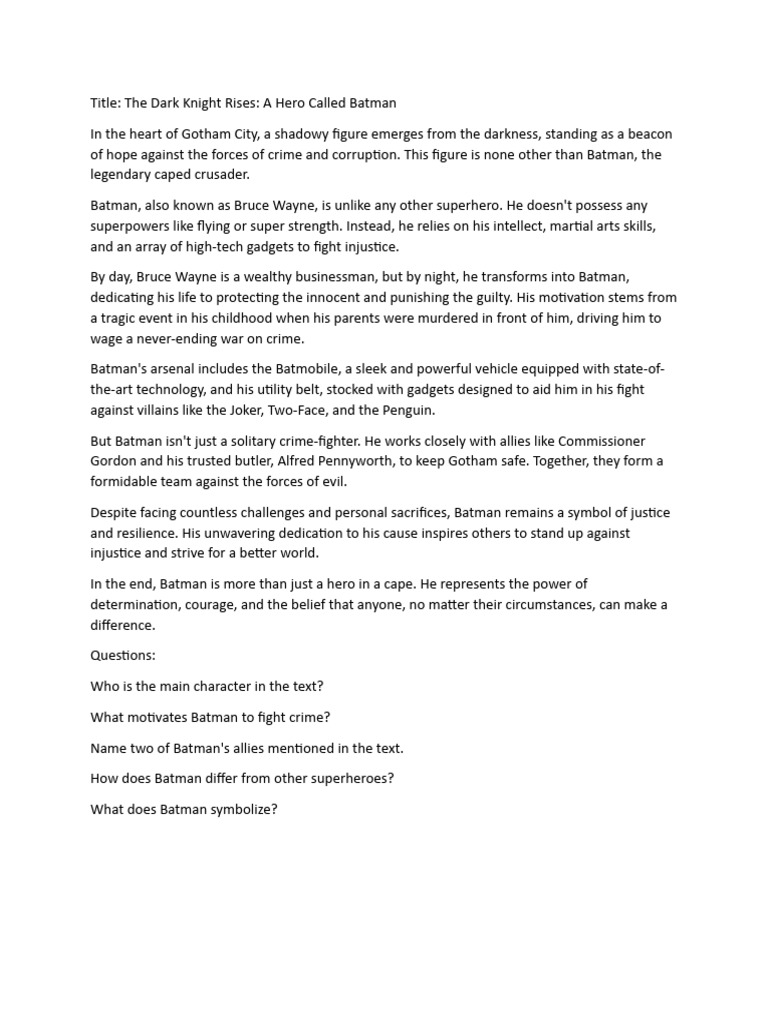 Batman themed questions for digital quiz by Omar Ahmed | PDF | Batman ...