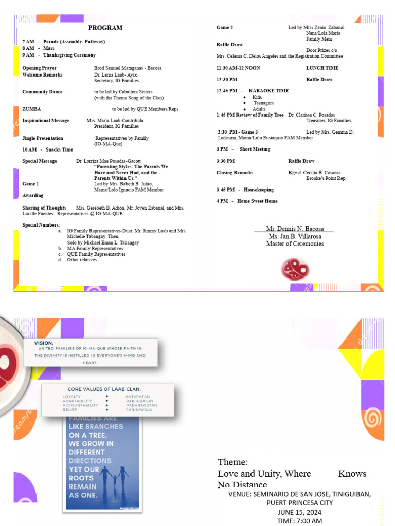 IG Families Reunion Program 2024 | PDF
