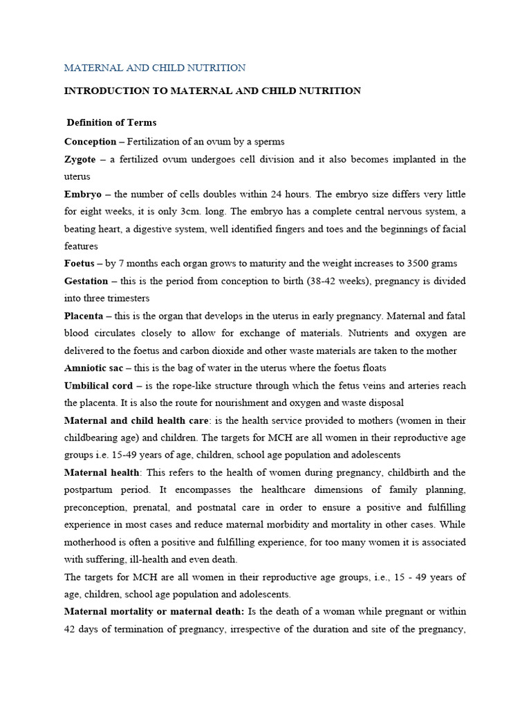 Maternal and Child Nutrition Guide | PDF | Pregnancy | Gestational Diabetes