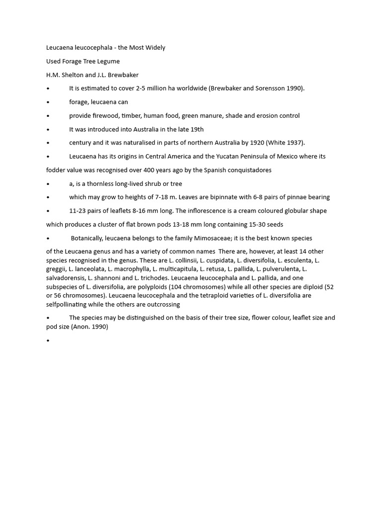 Leucaena leucocephala: Forage Tree Insights | PDF | Weed | Soil