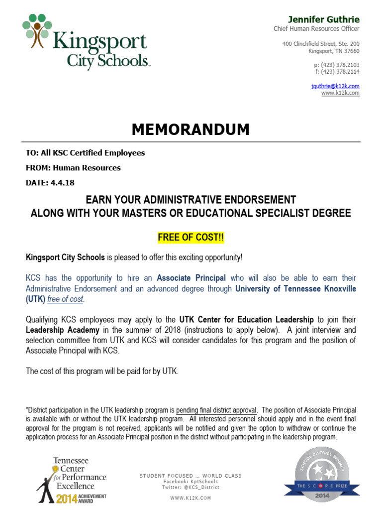 KCS MEMO - UTK Master Program 2018 | PDF