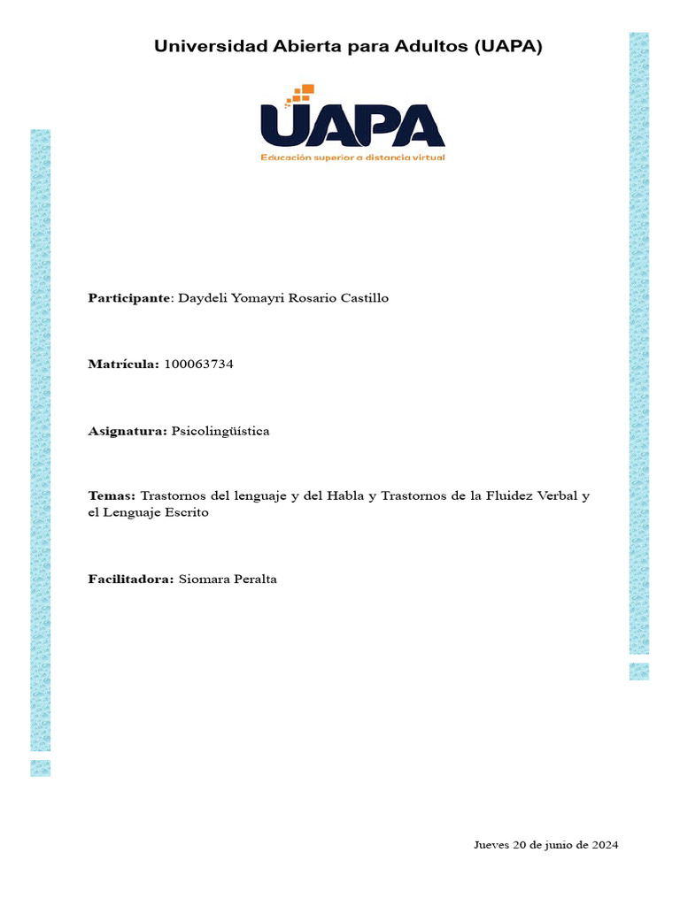 Tareas Psicolinguistica Atrasada | PDF | Afasia | Voz humana