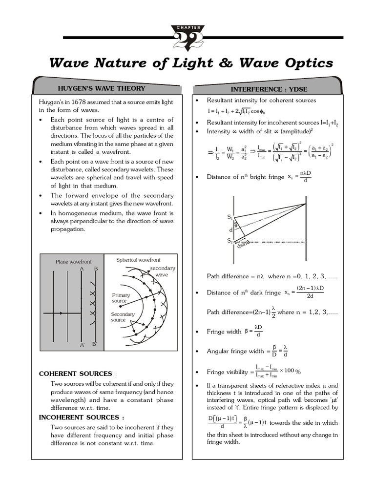 Wave Nature of Light Wave Optics | PDF | Diffraction | Waves