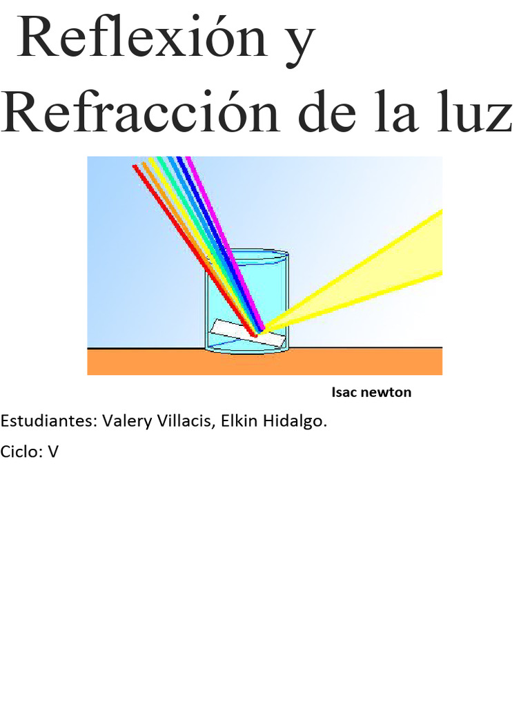 Reflexión y Refracción de La Luz | PDF | Refracción | Ligero