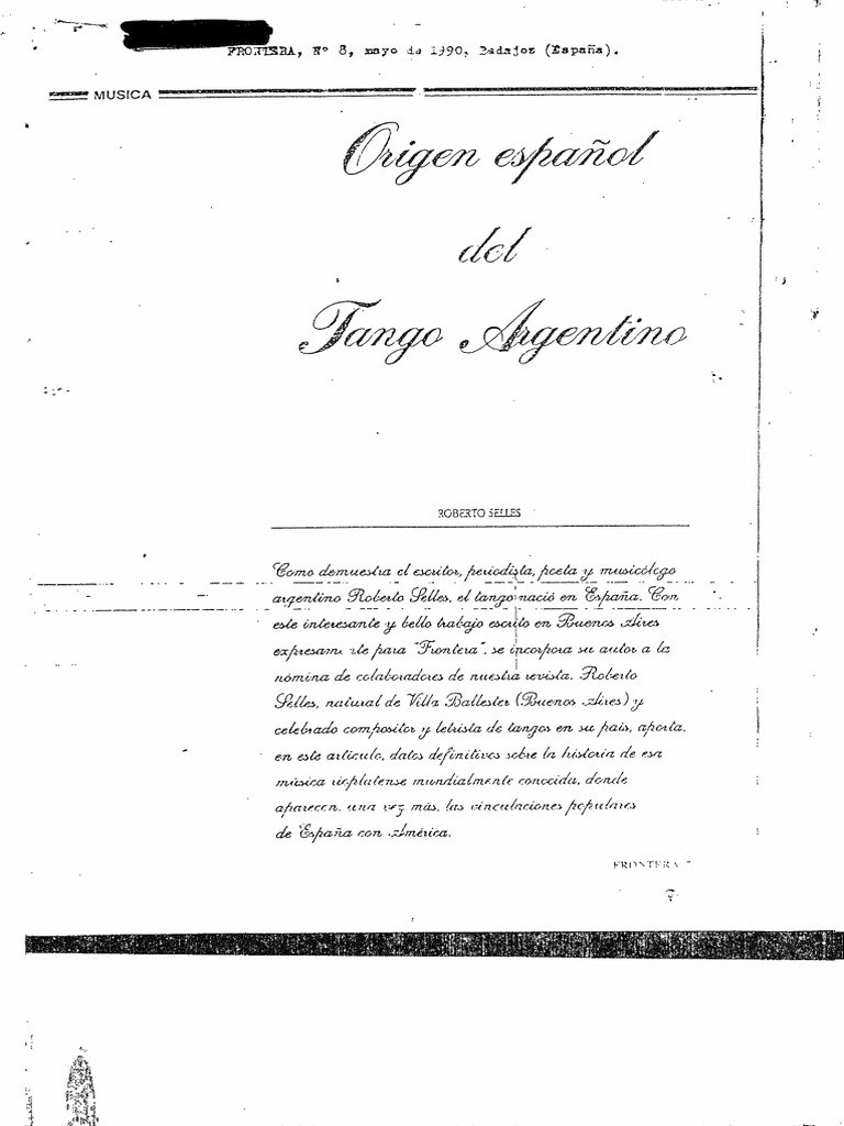 El Origen Español Del Tango Argentino Roberto Selles | PDF
