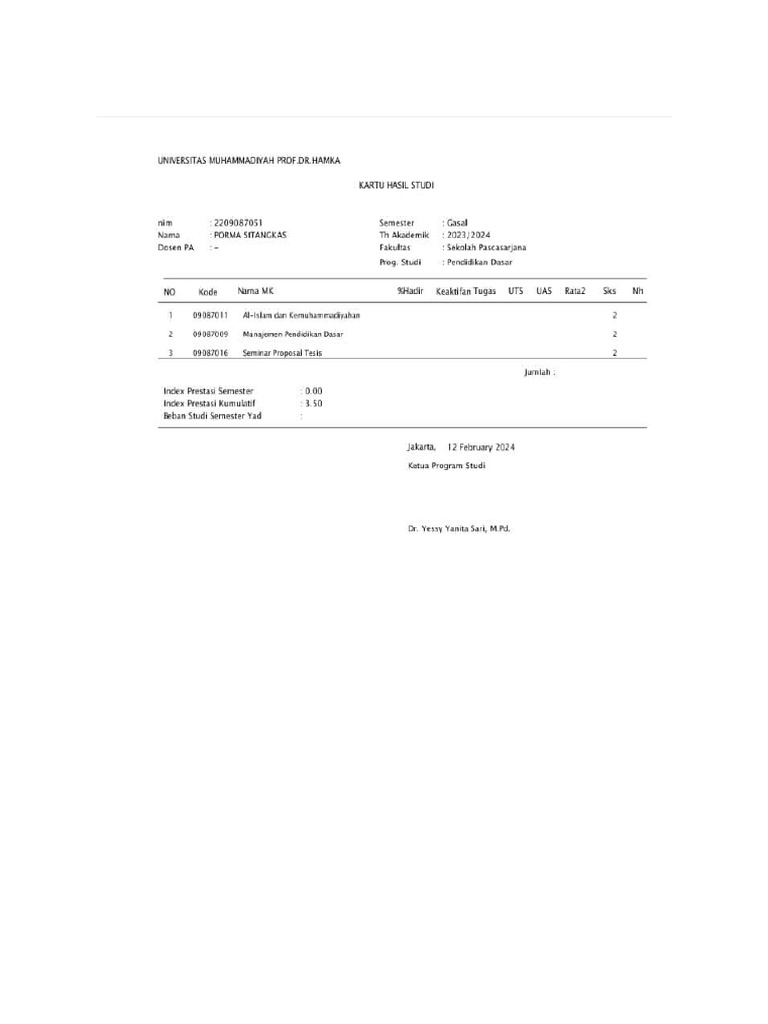 Nilai KHS S 2 Dan 3 | PDF