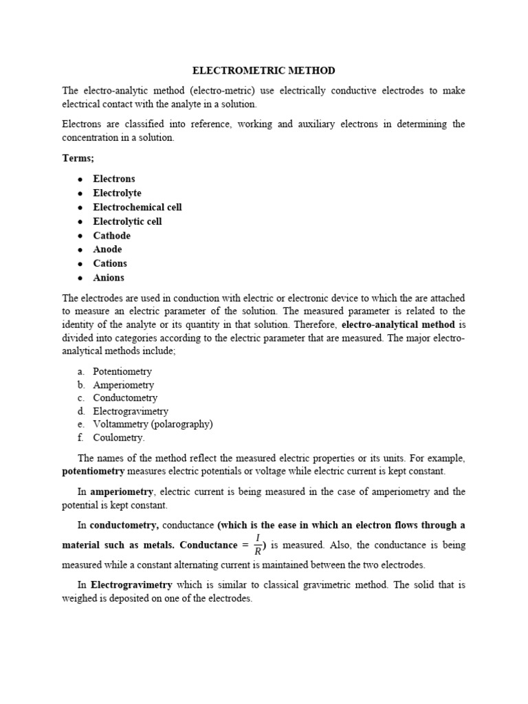 Electrometric Method | PDF | Chromatography | Electrochemistry