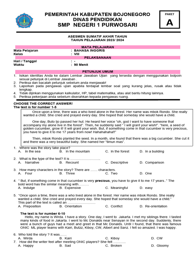 Asat English 8 Paket A | PDF