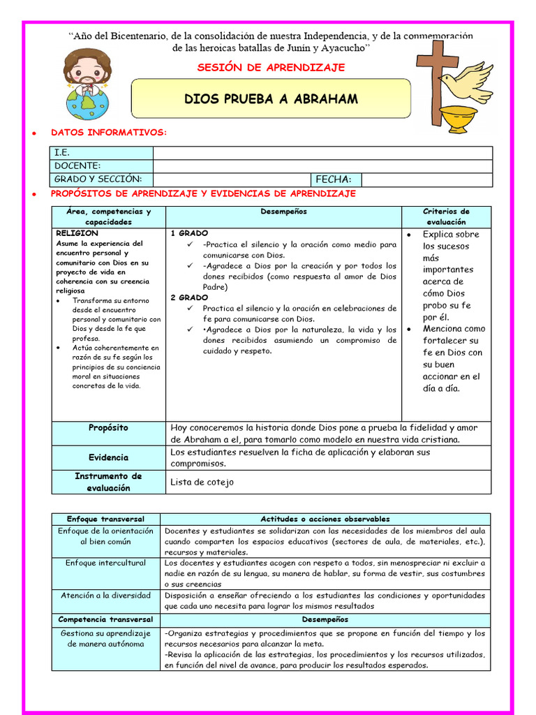 U4 S1 Sesion D2 Religion Dios Prueba A Abraham | PDF | Abrahán | Sarah