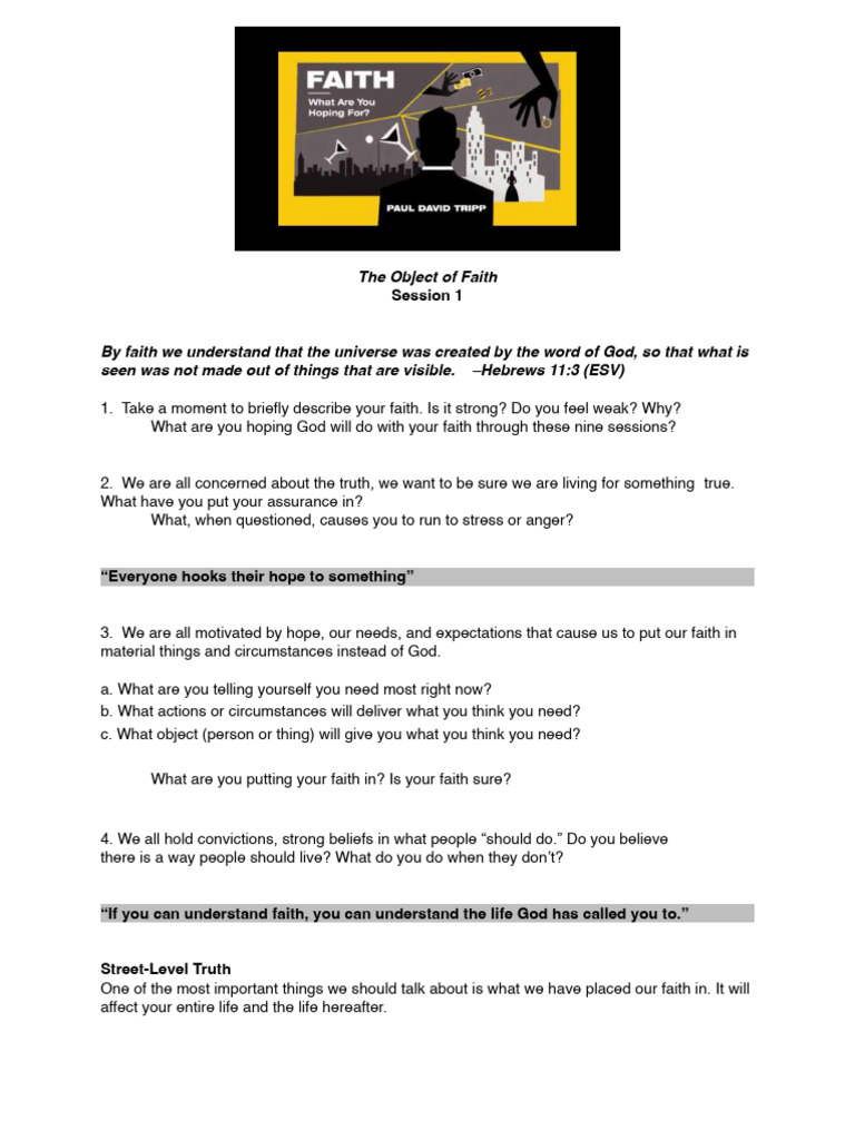 Faith-Paul David Trip Session 1 | PDF