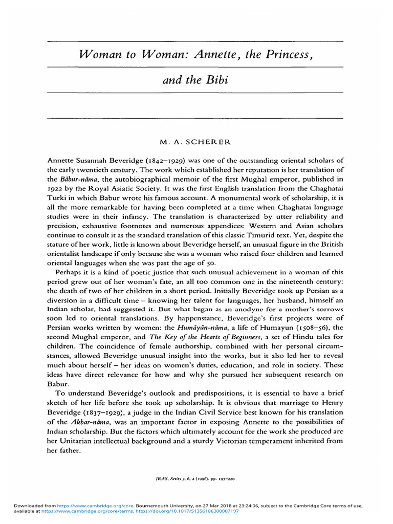 Woman to Woman-Annette, the Princess, and the Bibi | PDF