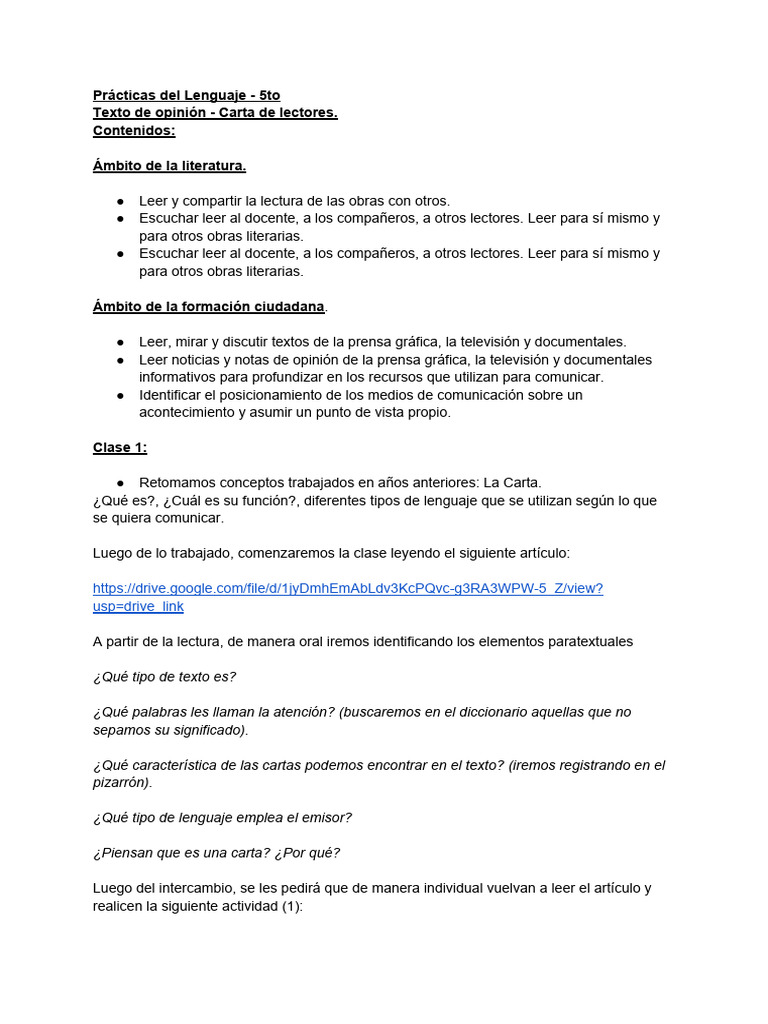 5to-Secuencia - Carta de Lectores | PDF