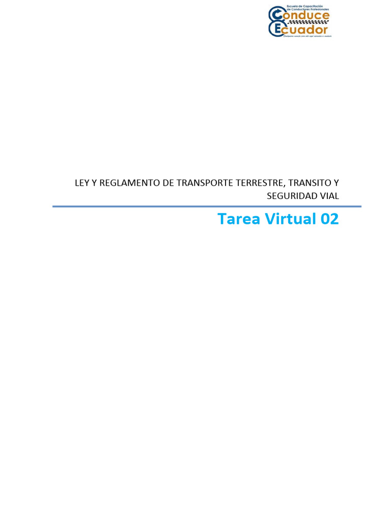 Tarea Virtual 02 LEY Y REGLAMENTO DEL TRANSPORTE TERRESTRY VIAL | PDF | Multa (pena) | Transporte