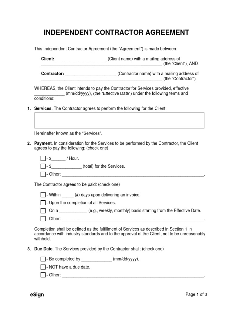 Independent Contractor Agreement Template | PDF | Employment ...