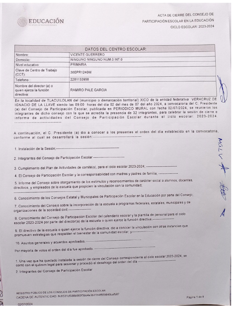 Acta de Cierre | PDF