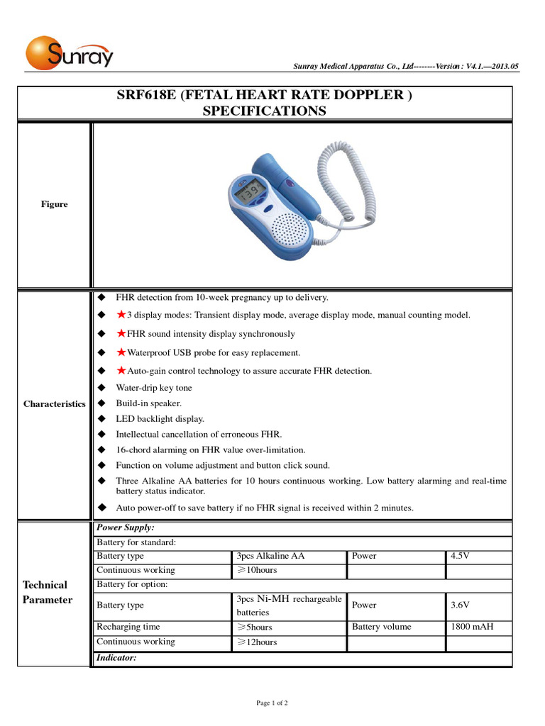 SRF618E Dopper Sunray | PDF | Ultrasound | Electronics