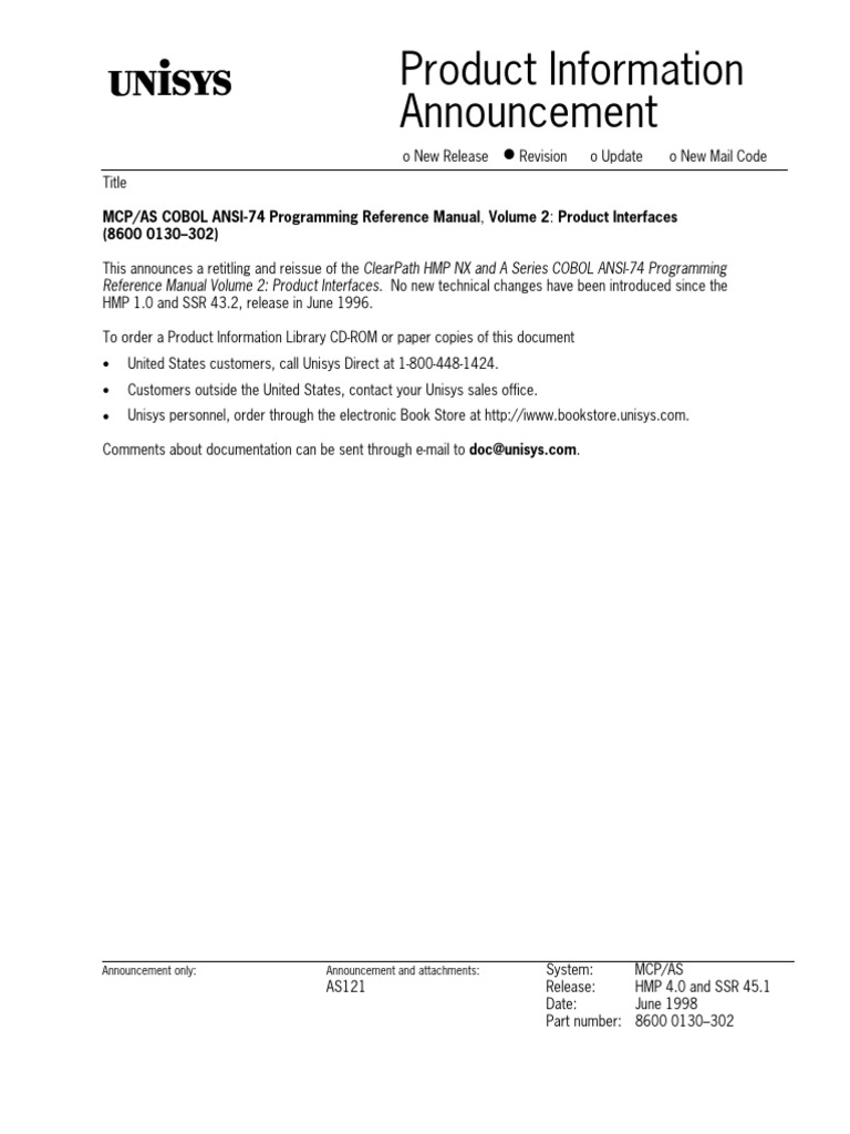 Cobol 74 Vol2 | PDF | Computer Program | Programming