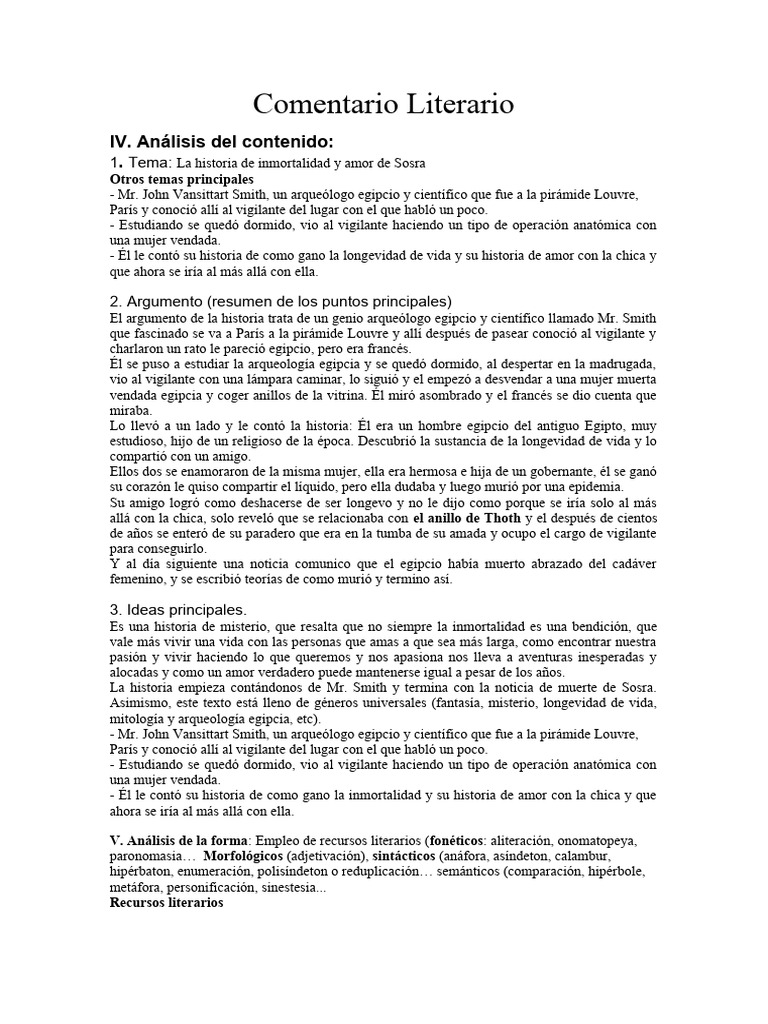 Comentario Literario | PDF