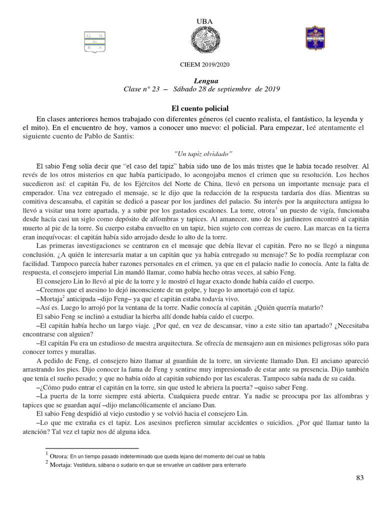 El misterio del tapiz olvidado | PDF | Predicado (Gramática) | Verbo