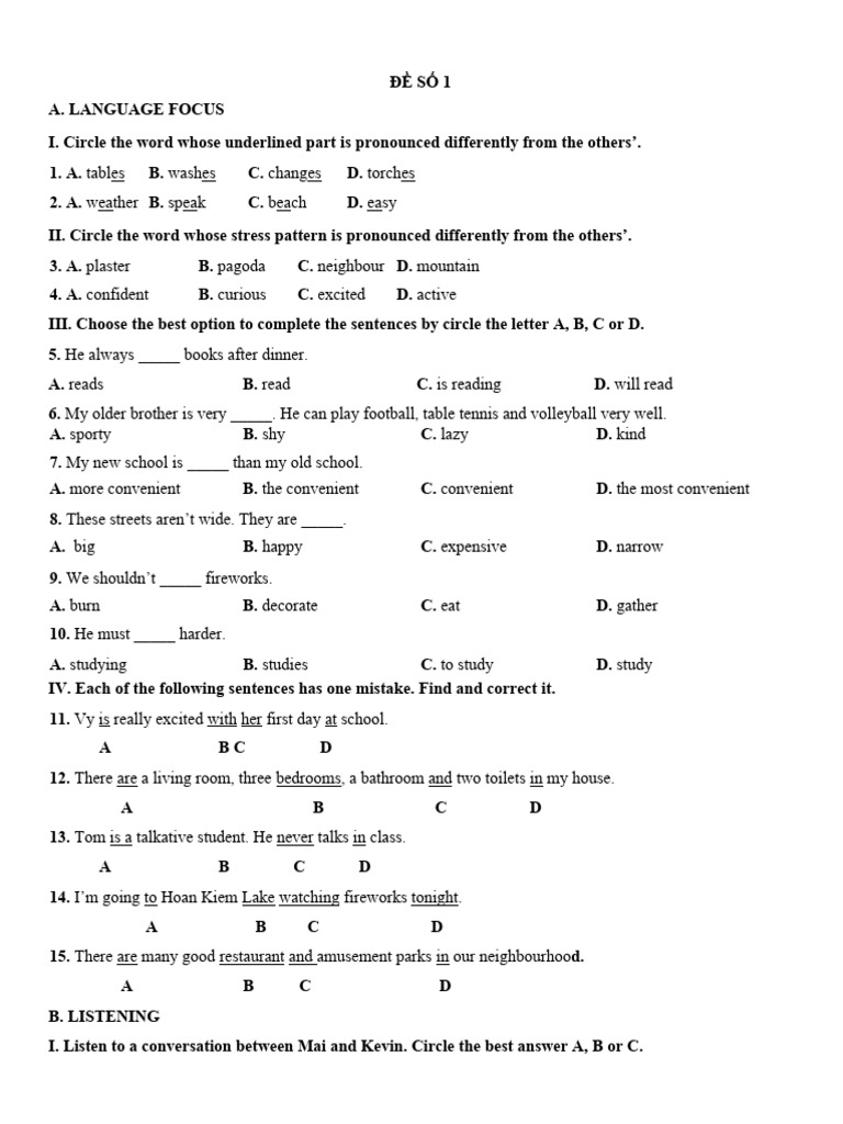 BỘ 20 ĐỀ THI HK1 NO KEY | PDF | York