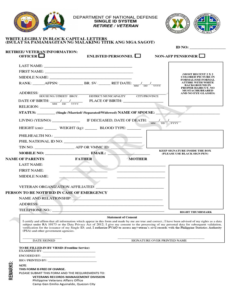 AFP Retiree ID Application Guidelines | PDF | Finance & Money Management
