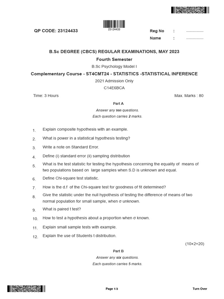 Statistics Statistical Inference Pdf Statistical Hypothesis