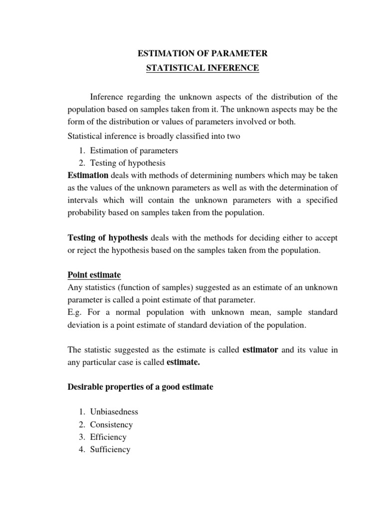 Statistical Inference Guide | PDF | Estimator | Statistics