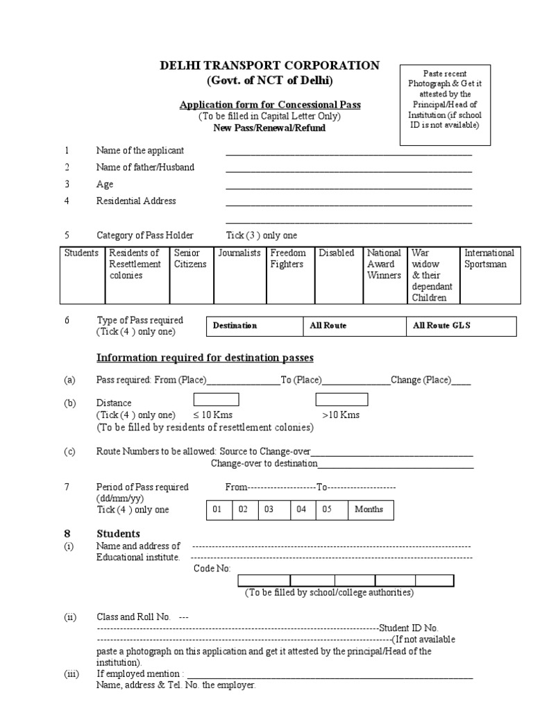Delhi Concessional Bus Pass Application | PDF | Career & Growth