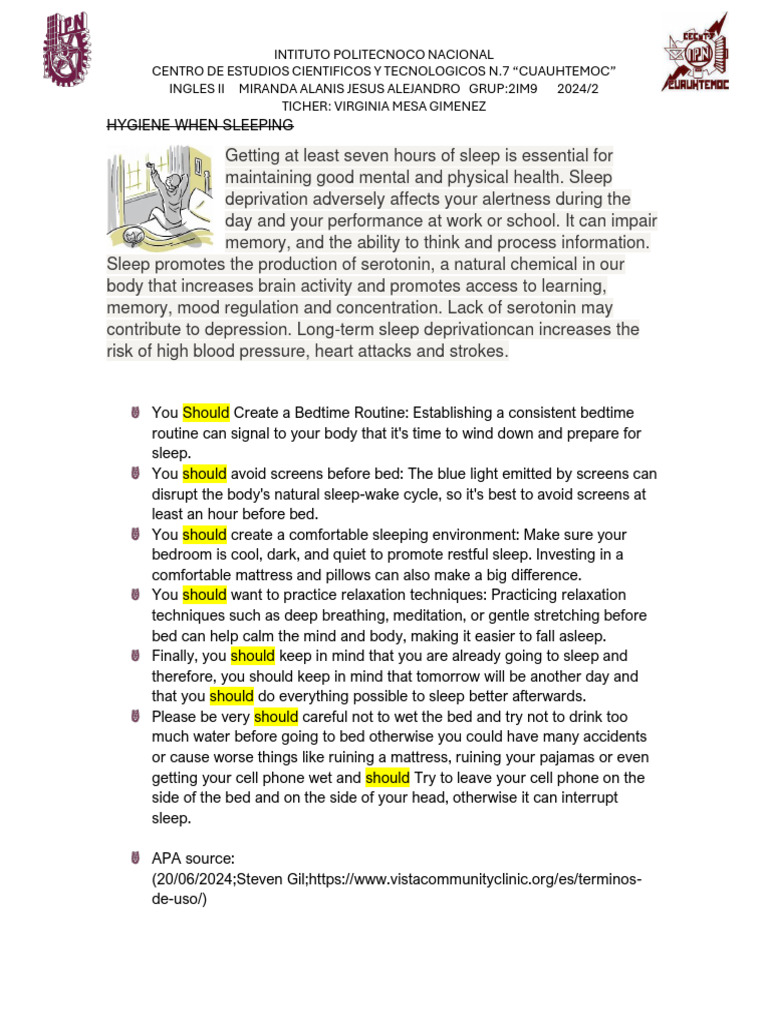 Apa Ingles Ii | PDF | Sleep | Relaxation (Psychology)