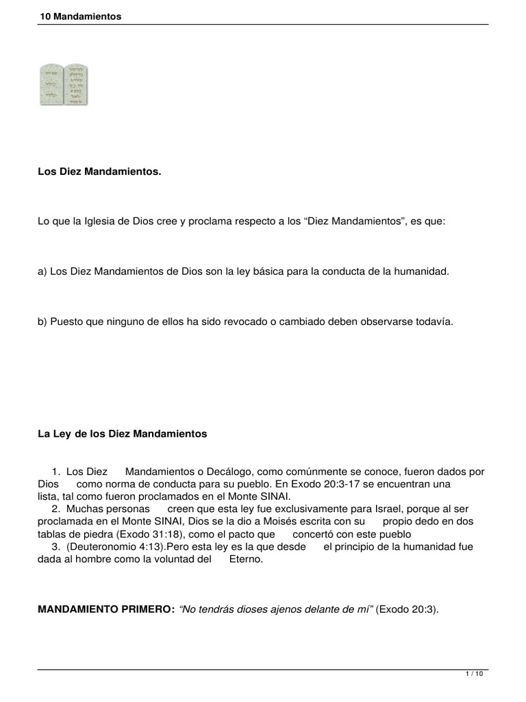 Mandamientos | PDF | Diez Mandamientos | Libro del éxodo