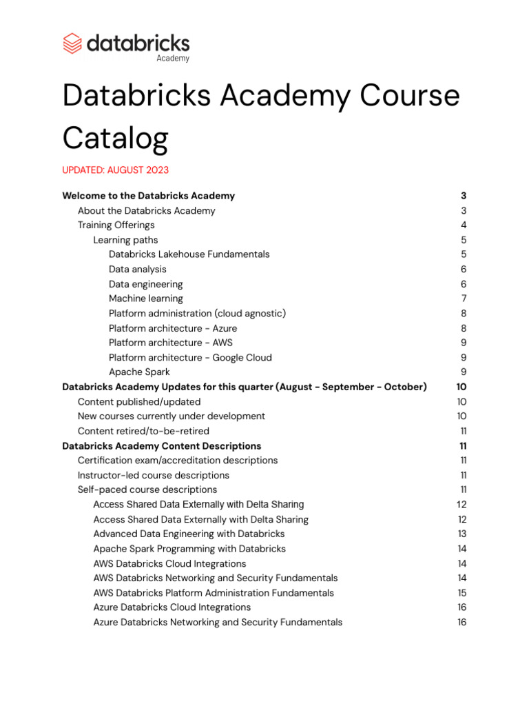 Course Catalog | PDF | Apache Spark | Microsoft Azure